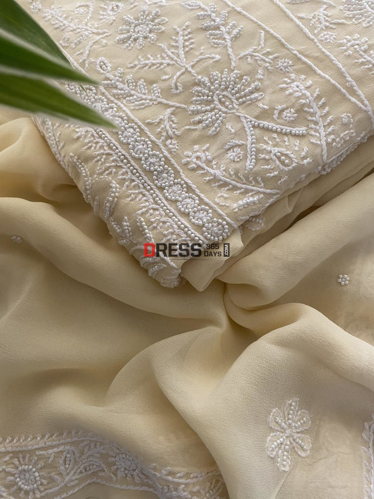 Beige Pearl Lucknowi Chikankari Suit – Dress365days