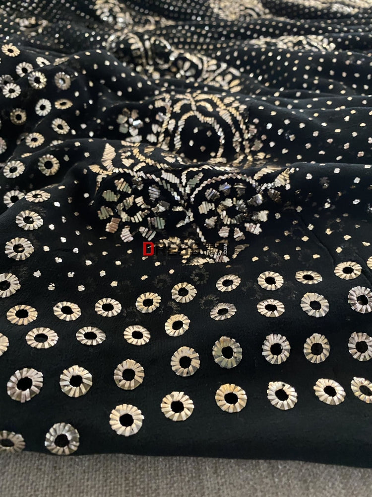 Masterpiece Ivory Kamdani Saree | Chikankari Saree | Mukaish Saree ...