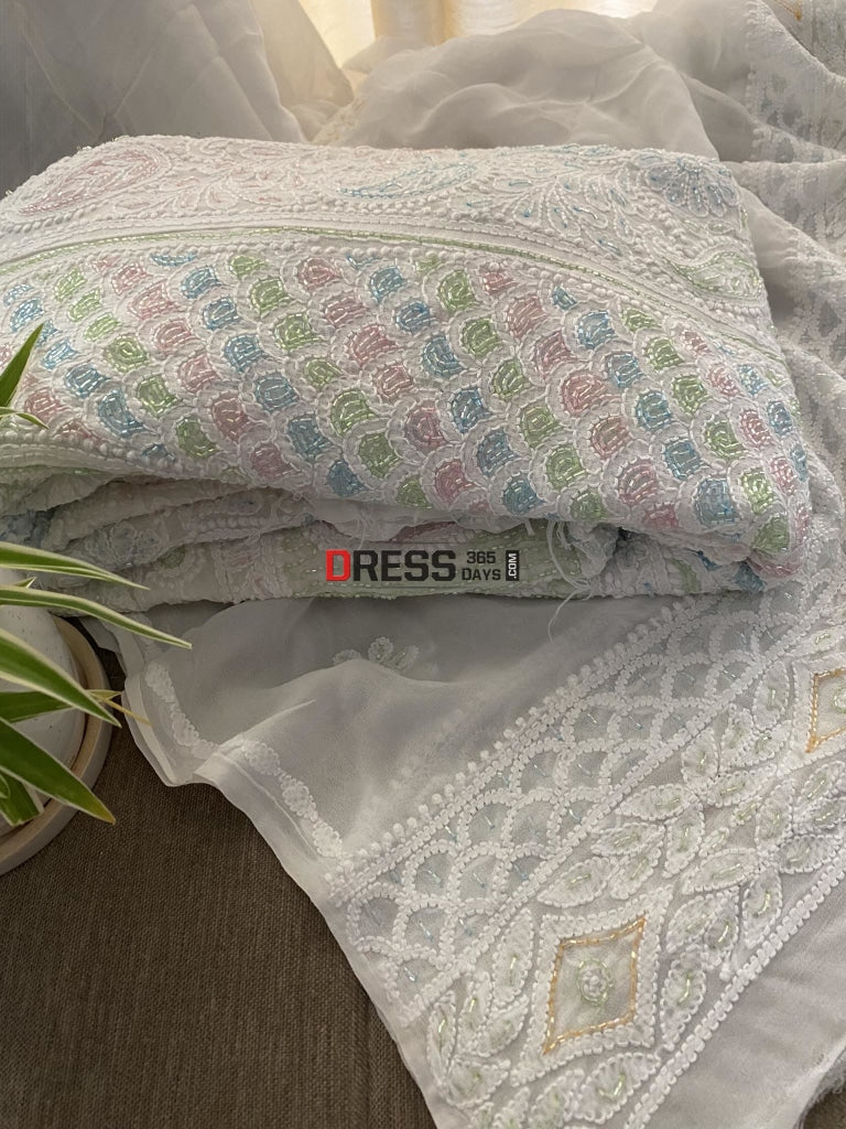 Cut Dana Work Lucknowi Chikankari Anarkali – Dress365days