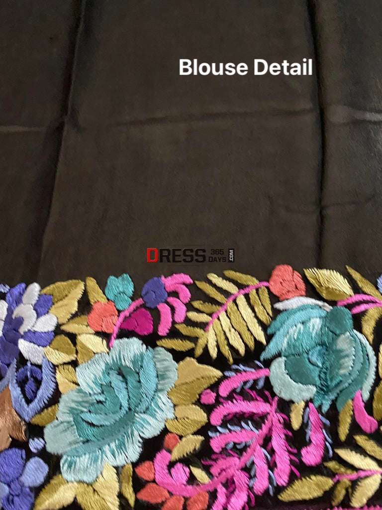 Designer Multicolour Parsi Gara Gara Hand Embroidered Saree – Dress365days