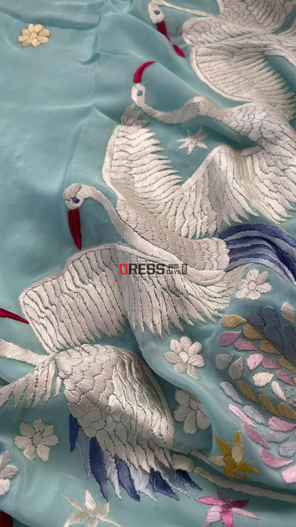 Pre Order Designer Parsi Gara Hand Embroidered Saree – Dress365days