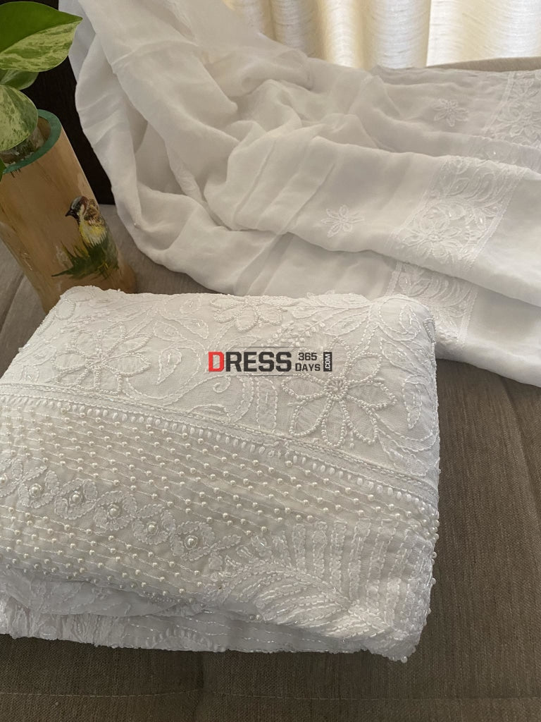 Designer Pearl Lucknowi Chikankari Anarkali Suit – Dress365days