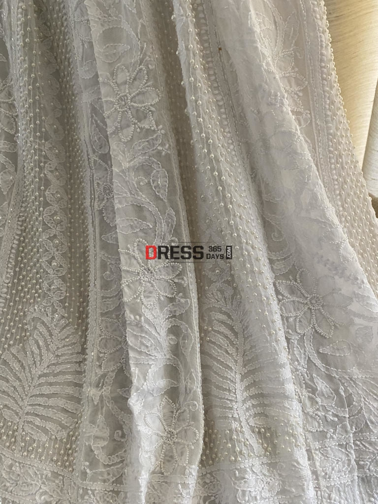 Designer Pearl Lucknowi Chikankari Anarkali Suit – Dress365days