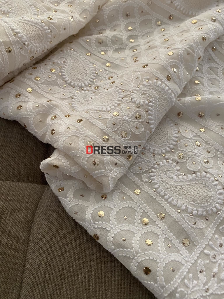 Ivory Mukaish, Chikankari & Hand Jaali Suit – Dress365days