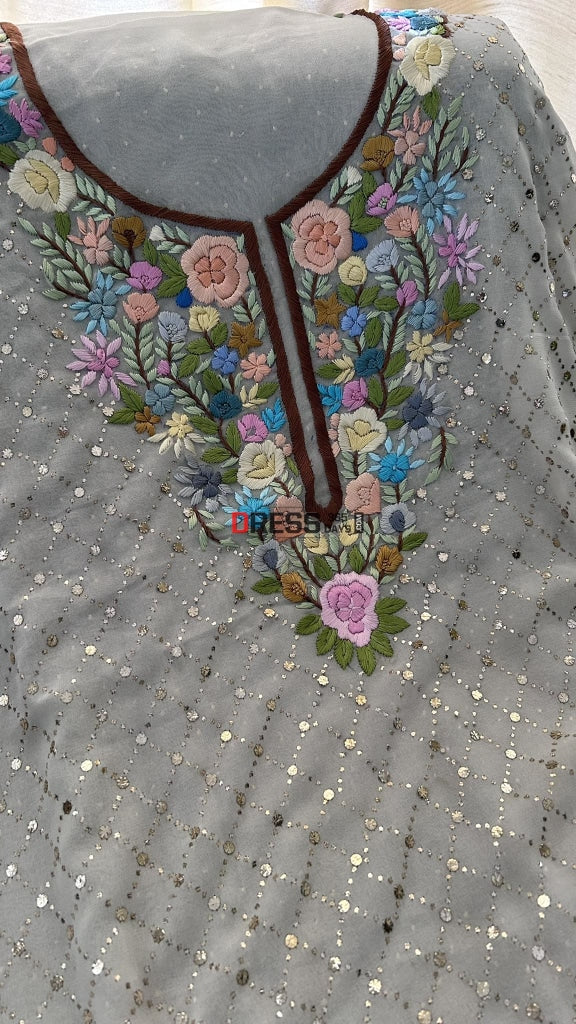 Ivory Mukaish Suit with Parsi Gara Neckline – Dress365days