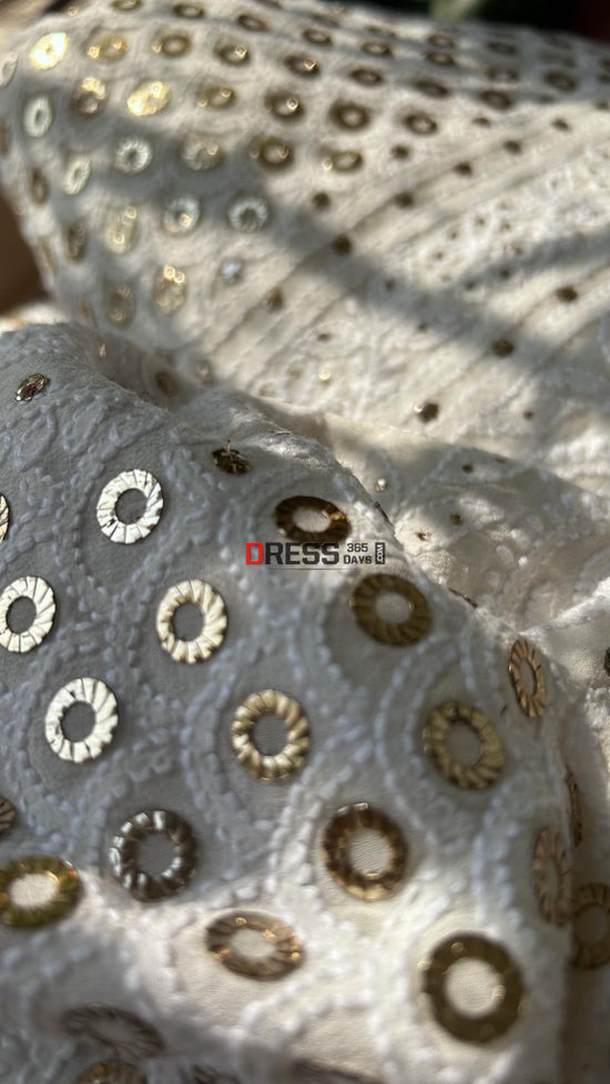 Ivory Ring Mukaish Chikankari Lehenga Set – Dress365days