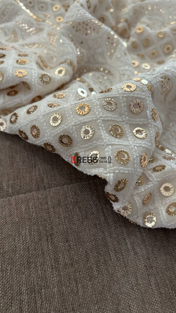 Ivory White Chikankari Ring Mukaish Suit – Dress365days