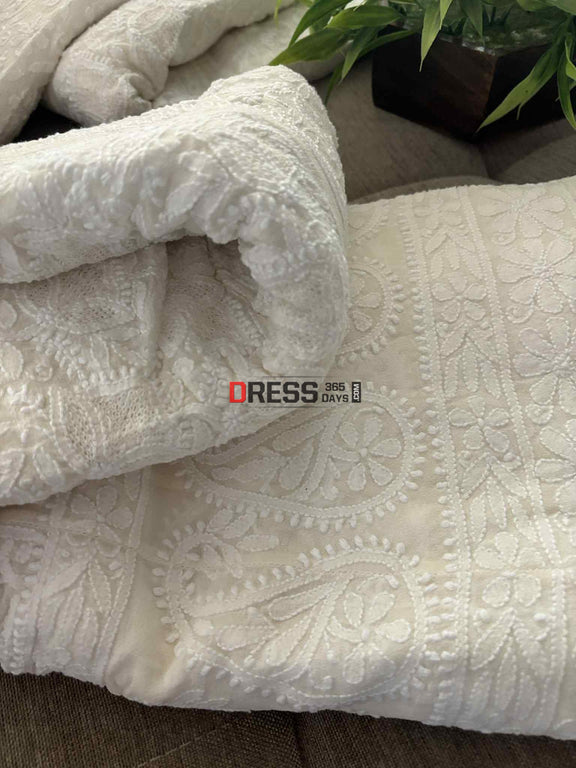 Ivory White Hand Jaali Chikankari Lehenga Set – Dress365days