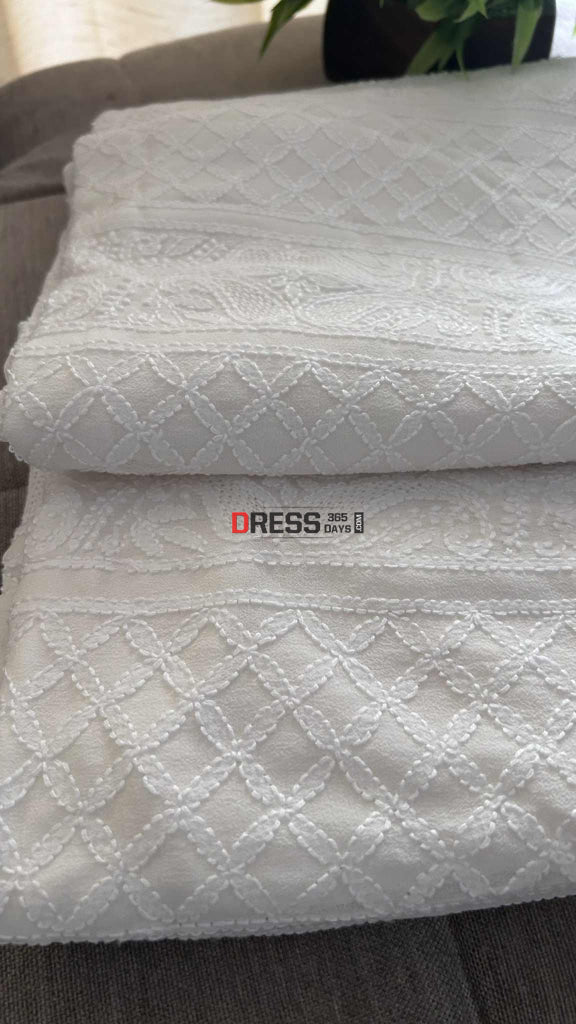 Ivory White Hand Jaali Lucknawi Chikankari Suit – Dress365days