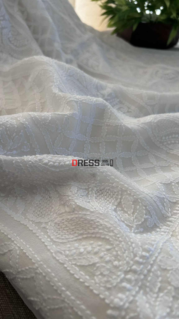 Ivory White Hand Jaali Lucknawi Chikankari Suit – Dress365days