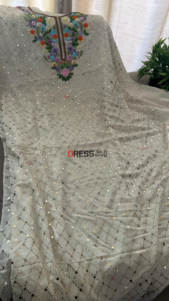 Ivory White Kamdani and Parsi Gara Suit – Dress365days