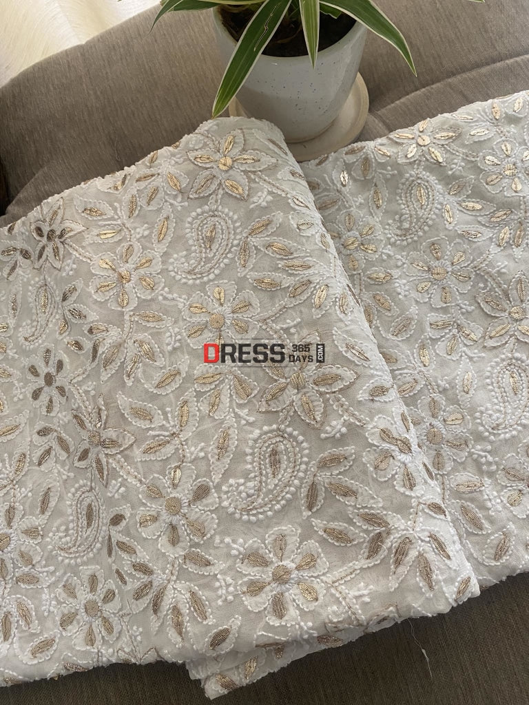 Ivory White Lucknowi Chikankari Mukaish Suit – Dress365days