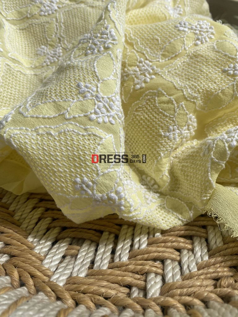 Lemon Yellow Hand Jaali Lucknowi Chikankari Suit – Dress365days