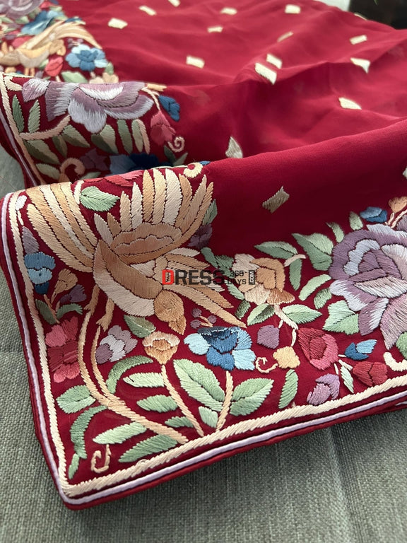 Pre Order Parsi Gara Hand Embroidered Dupatta – Dress365days