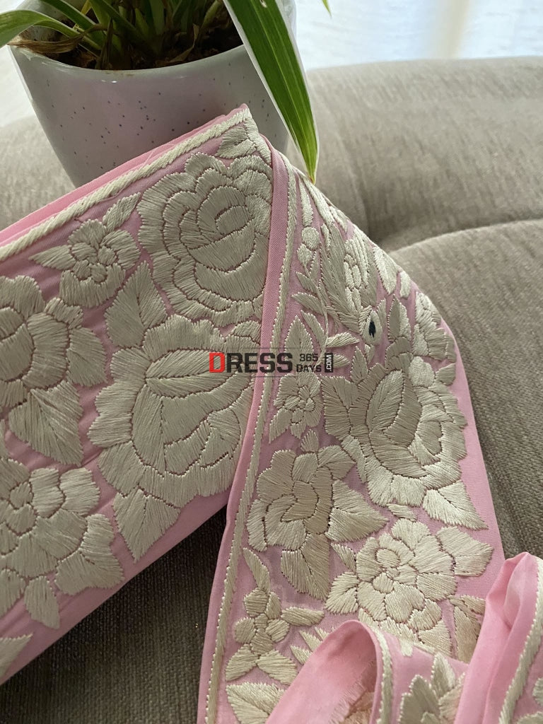 Multicolour Parsi Hara Hand Embroidered Border and Laces – Dress365days