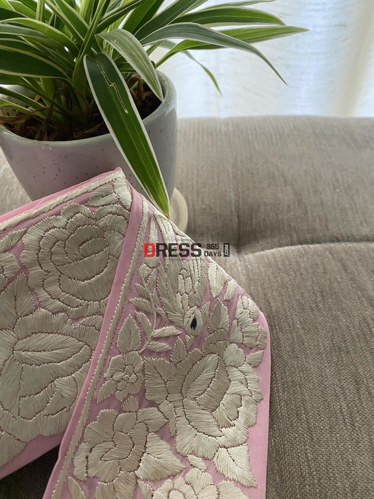 Multicolour Parsi Hara Hand Embroidered Border and Laces – Dress365days