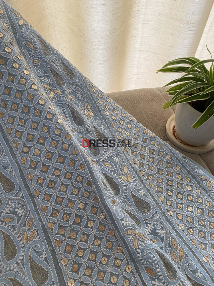 Powder Blue Gota Patti Lucknowi Chikankari Suit – Dress365days