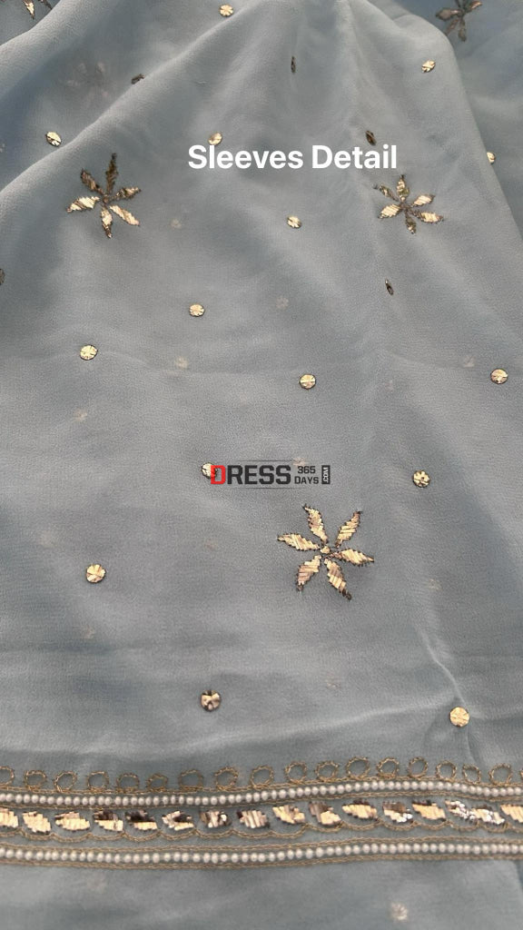 Powder Blue Kamdani & Pearl Suit (Kurta & Dupatta) – Dress365days