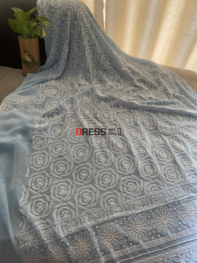 Powder Blue Pearl Lucknowi Kurta Dupatta Set – Dress365days