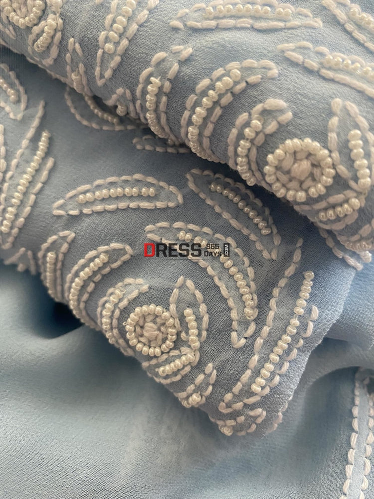 Powder Blue Pearl Lucknowi Kurta Dupatta Set – Dress365days