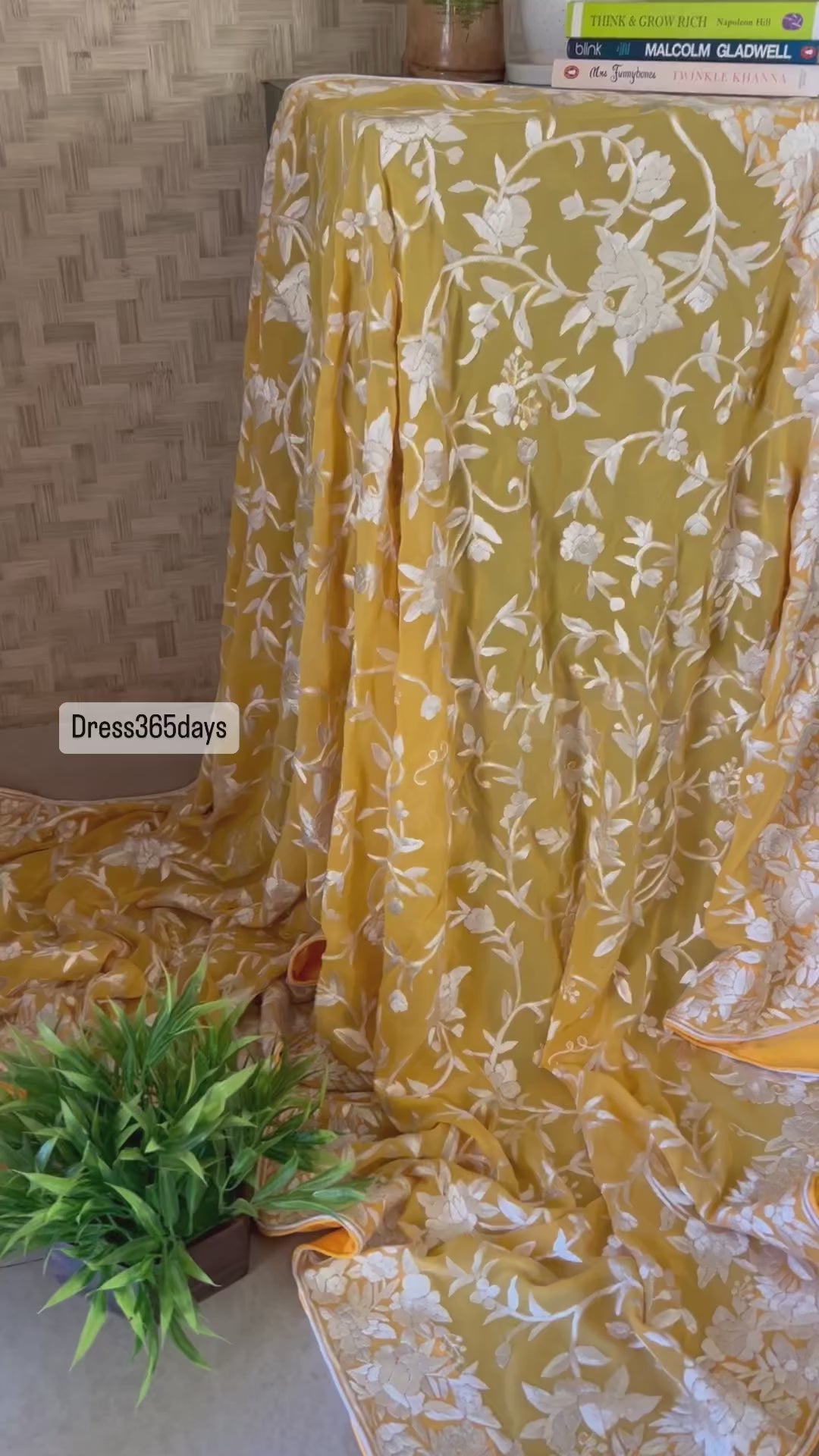 Pre Order Hand Embroidered Yellow Parsi Gara Dupatta – Dress365days