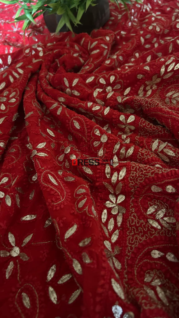 Red Gota Patti Chikankari Dupatta – Dress365days