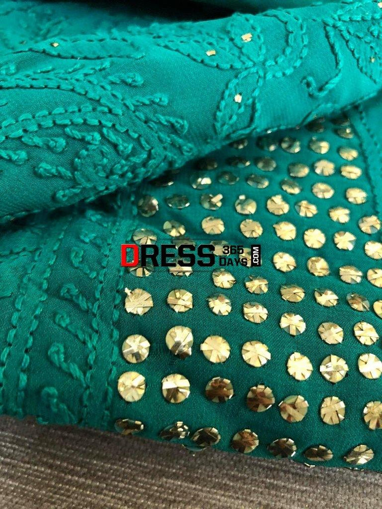 Bottle Green Lucknow Chikankari Mukaish Suit – Dress365days