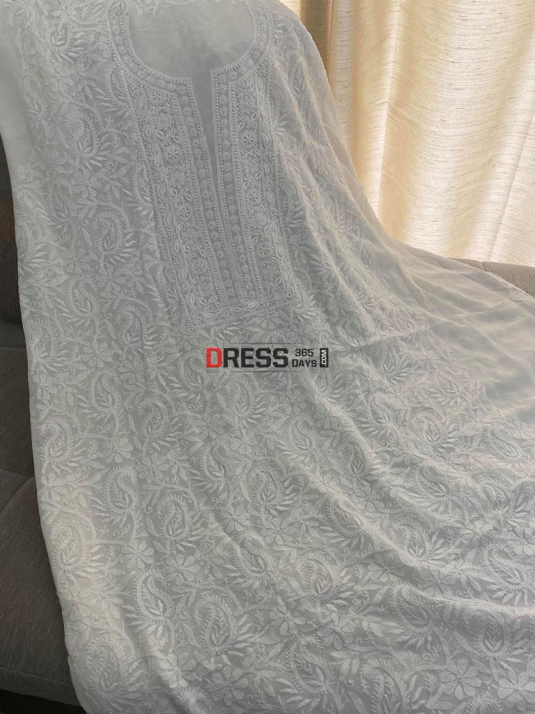 Fine All Over Front Back Embroidered Chikankari Suit – Dress365days