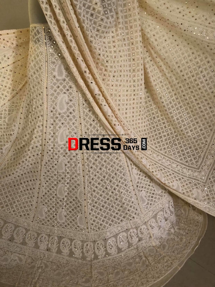 Hand Jaali & Kamdani Work Chikankari Lehenga Set – Dress365days