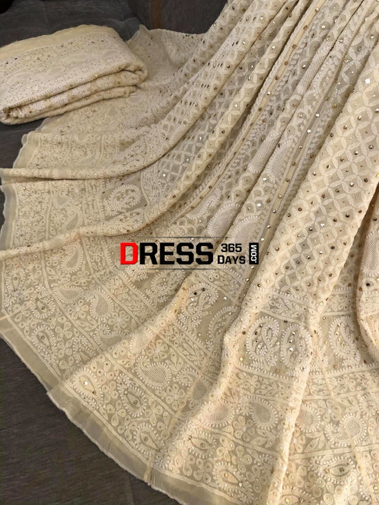 Hand Jaali & Kamdani Work Chikankari Lehenga Set – Dress365days