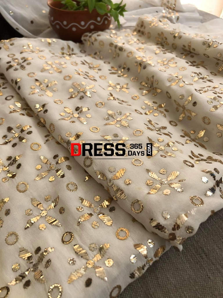 Ivory Hand Crafted Kamdani Suit – Dress365days