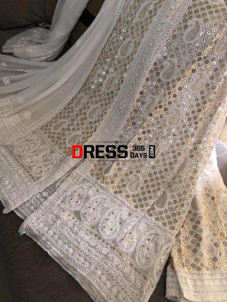 Ivory Hand Embroidered Kamdani Chikankari Sharara Set – Dress365days