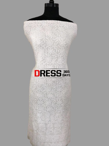 Ivory Hand Embroidered Lucknowi Chikankari Suit – Dress365days