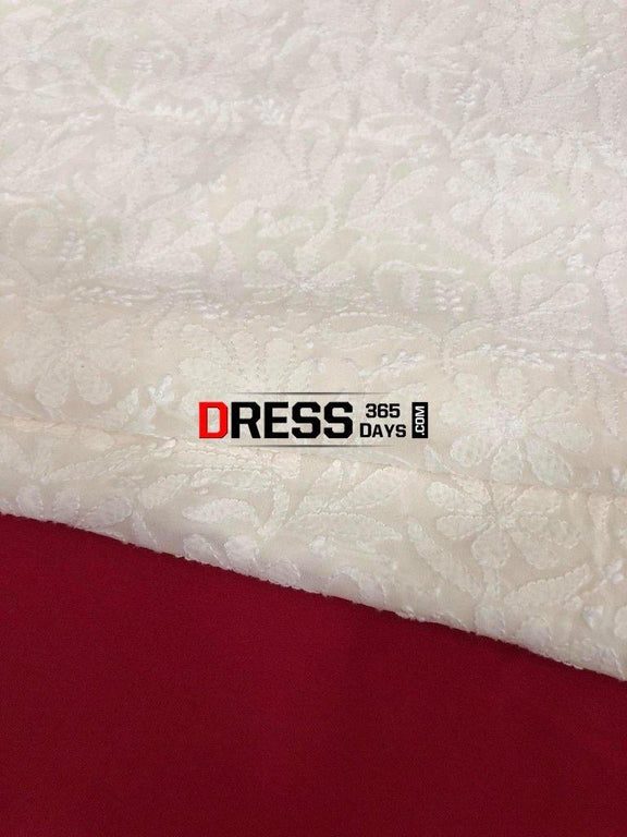 Ivory Hand Embroidered Lucknowi Chikankari Suit – Dress365days