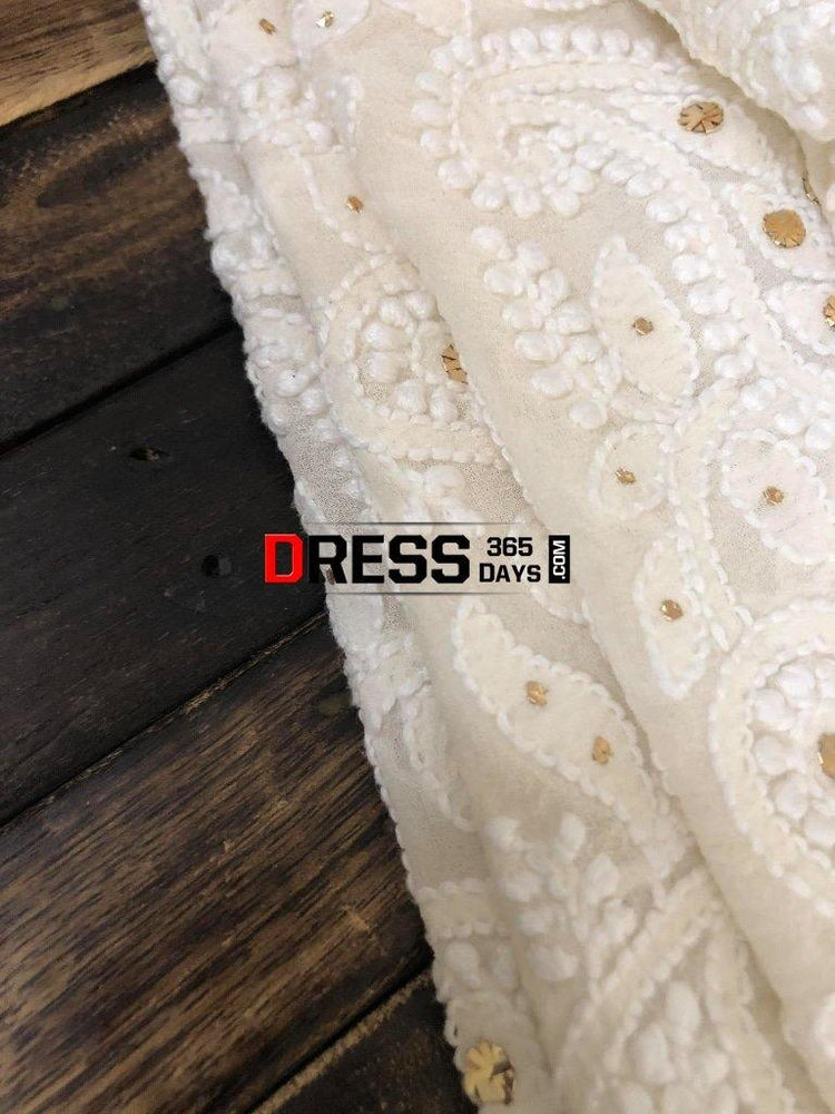 Ivory Handcrafted Chikankari & Kamdani Dupatta – Dress365days