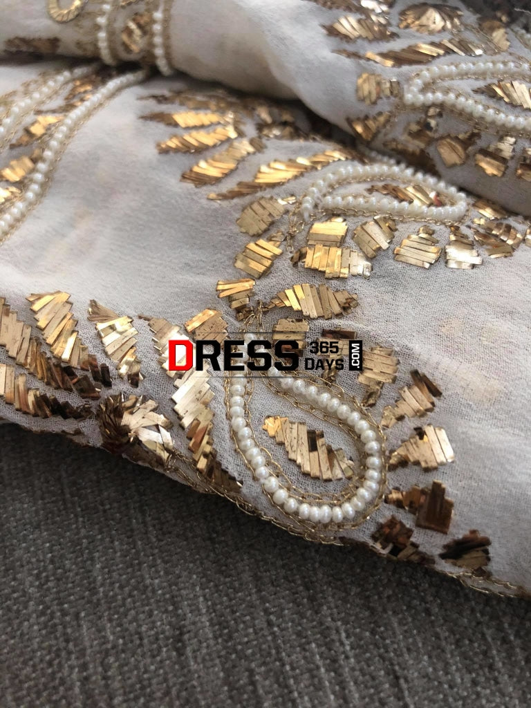 Ivory Kamdani Anarkali with Pearl Work – Dress365days