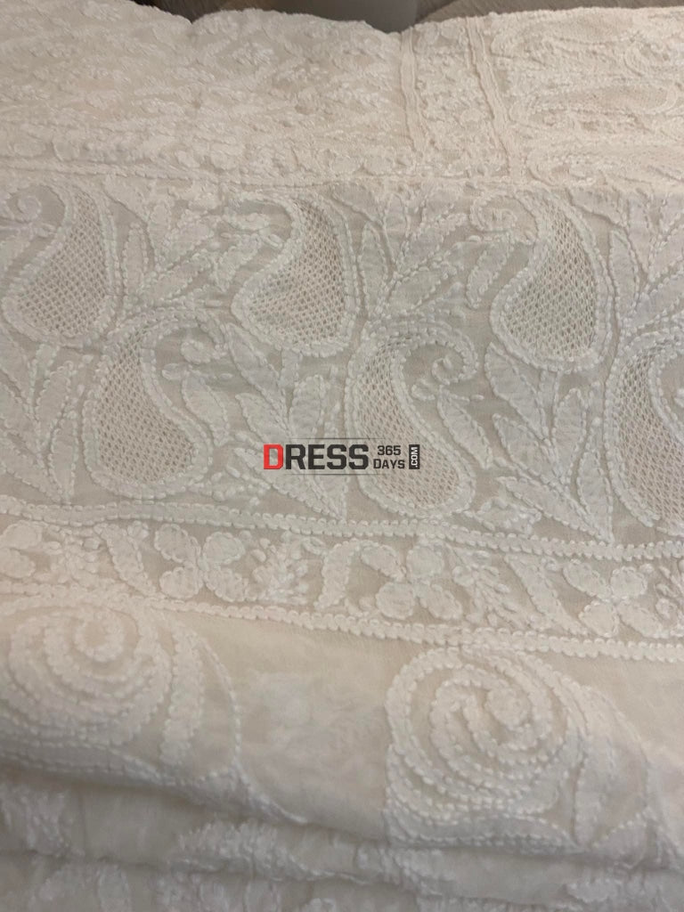 Ivory White Hand Jaali Chikankari Lehenga Set – Dress365days