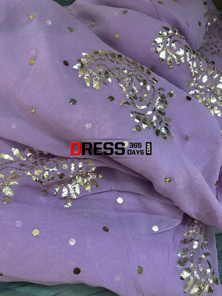 Lilac Pure Georgette Kamdani Saree – Dress365days