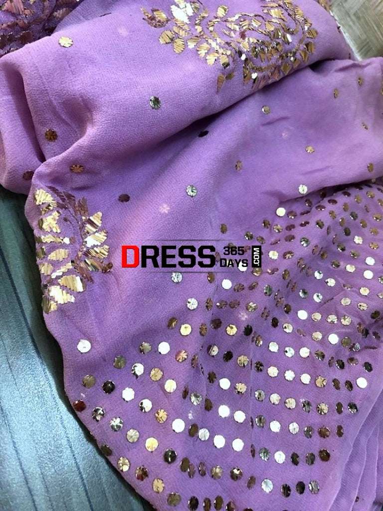 Lilac Pure Georgette Kamdani Saree – Dress365days