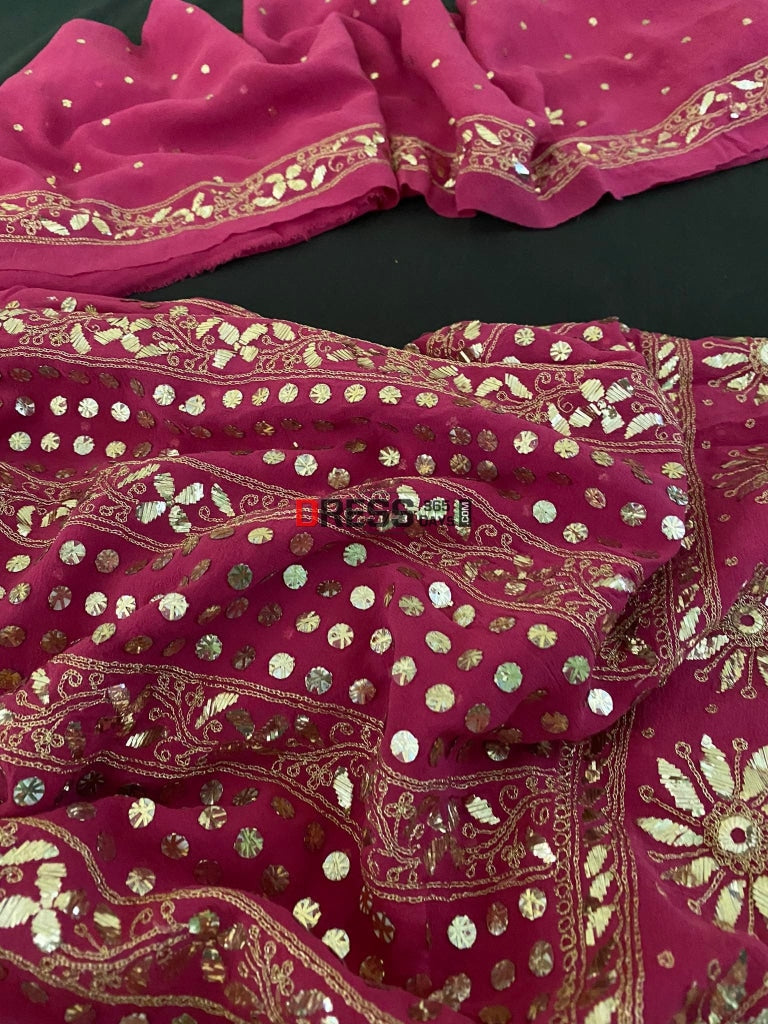 Magenta Pure Georgette Kamdani Suit – Dress365days