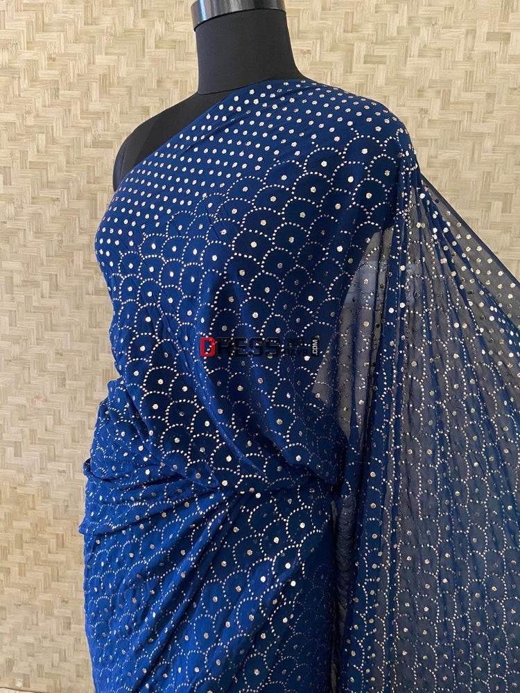 Masterpiece Navy Kamdani Saree – Dress365days