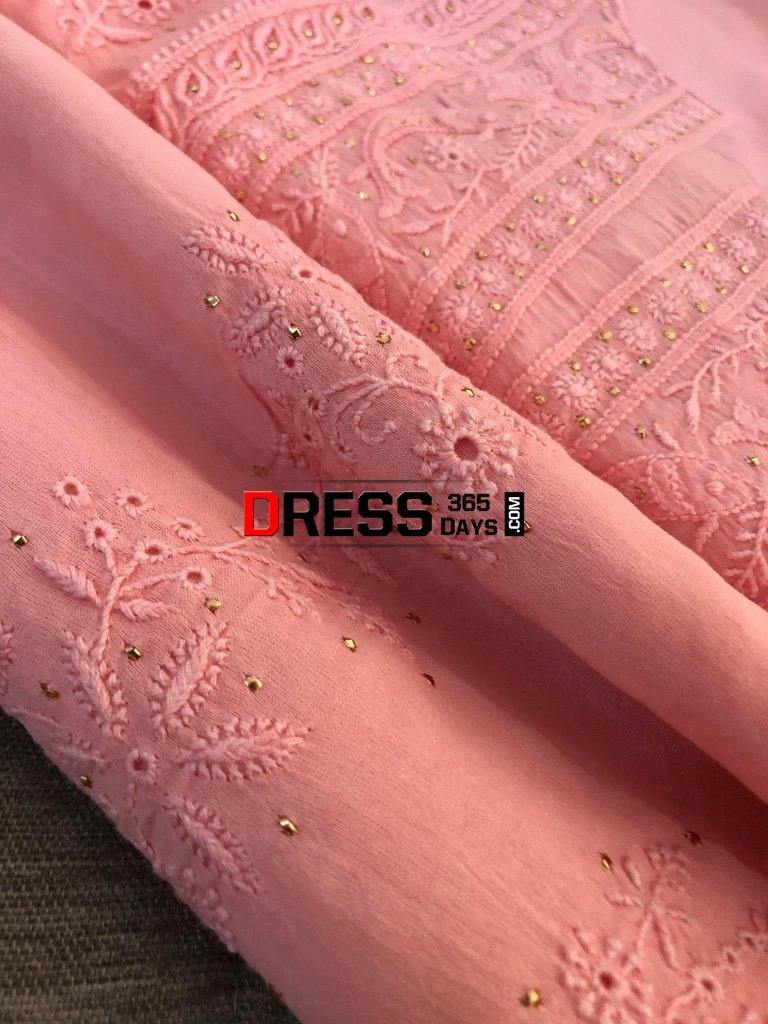 Peachy Pink Fine Chikankari Chanderi Suit – Dress365days