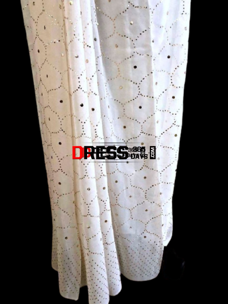 Ivory Pure Georgette Kamdani Saree – Dress365days