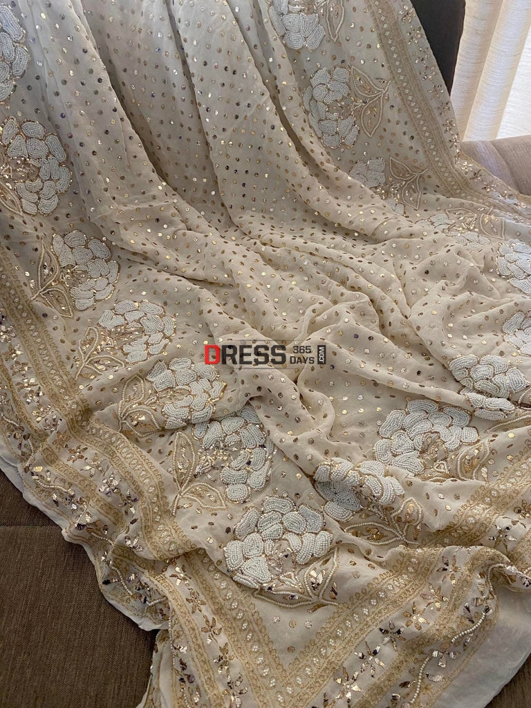 Pure Georgette Pearl & Kamdani Saree – Dress365days