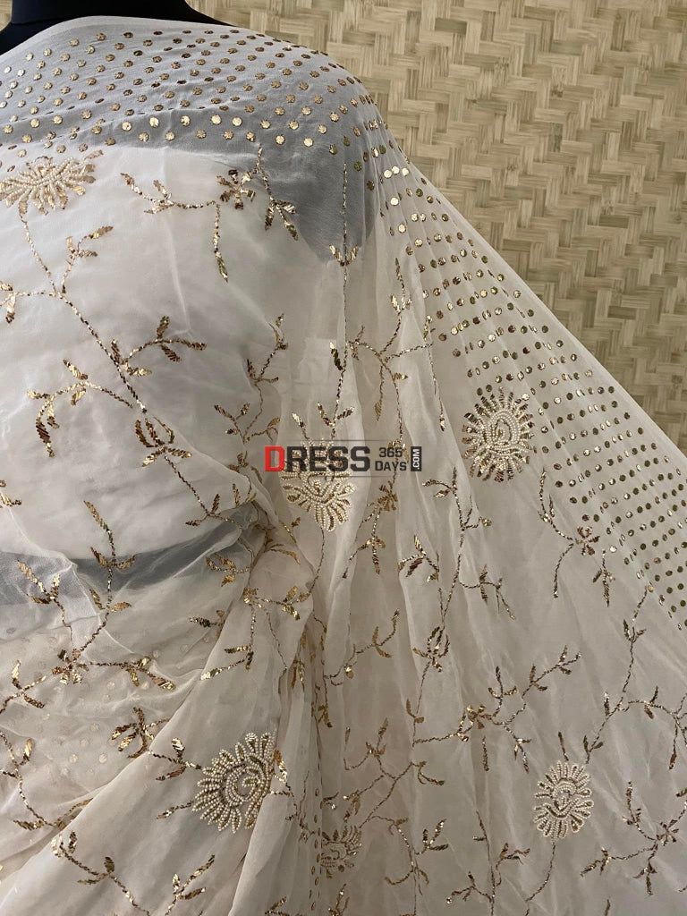 Pure Georgette Pearl & Kamdani Saree – Dress365days