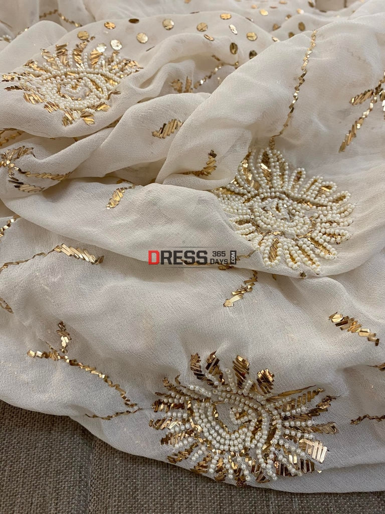 Pure Georgette Pearl & Kamdani Saree – Dress365days