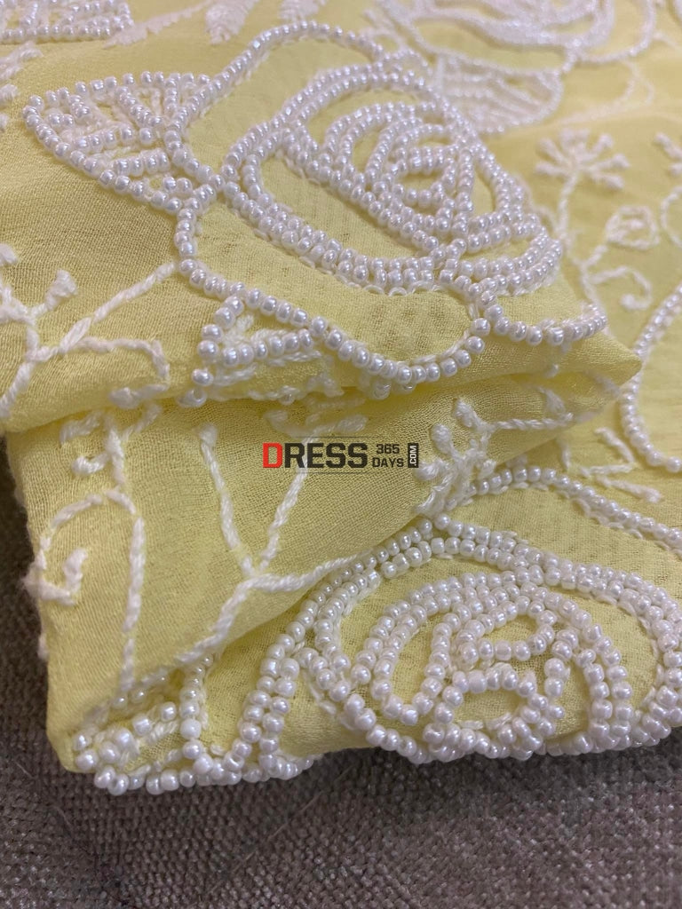 Yellow Chikankari & Pearl Work Suit – Dress365days