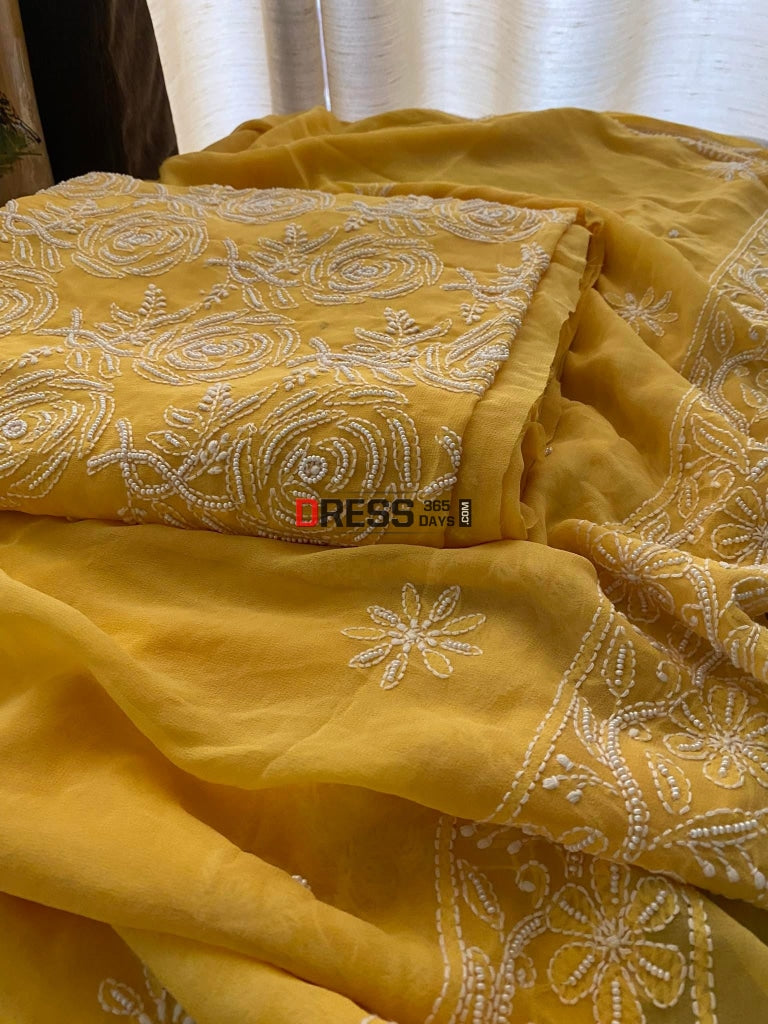 Yellow Pearl Lucknowi Chikankari Suit – Dress365days